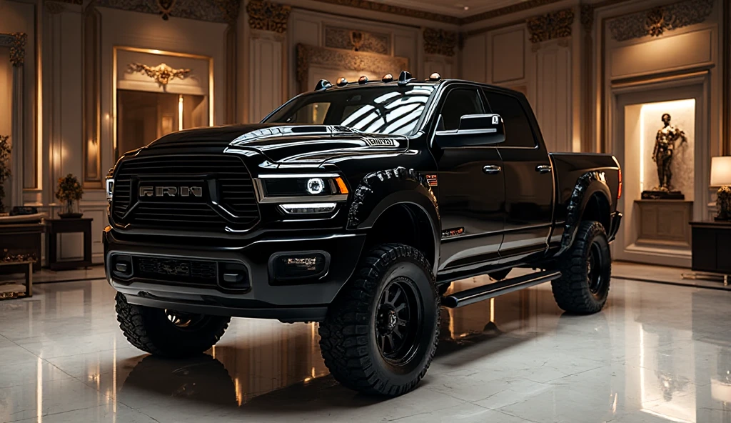 Give me prompt 2026( big horn) pick up truck standing in luxury ...
