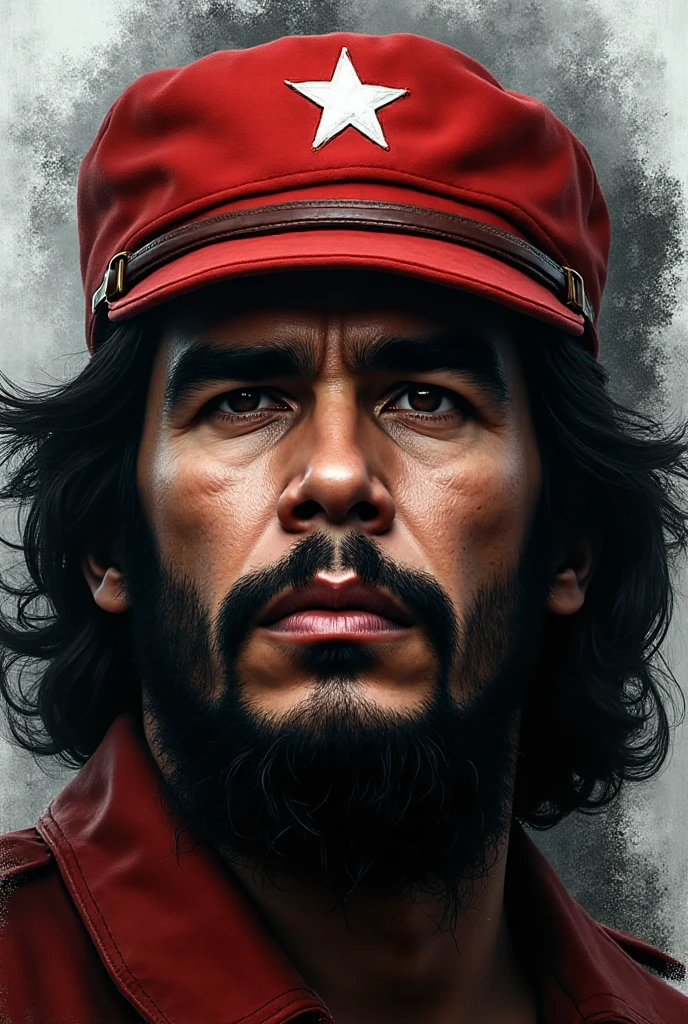 Ernesto Che Guevara wearing a red cap with a white star on the front ...