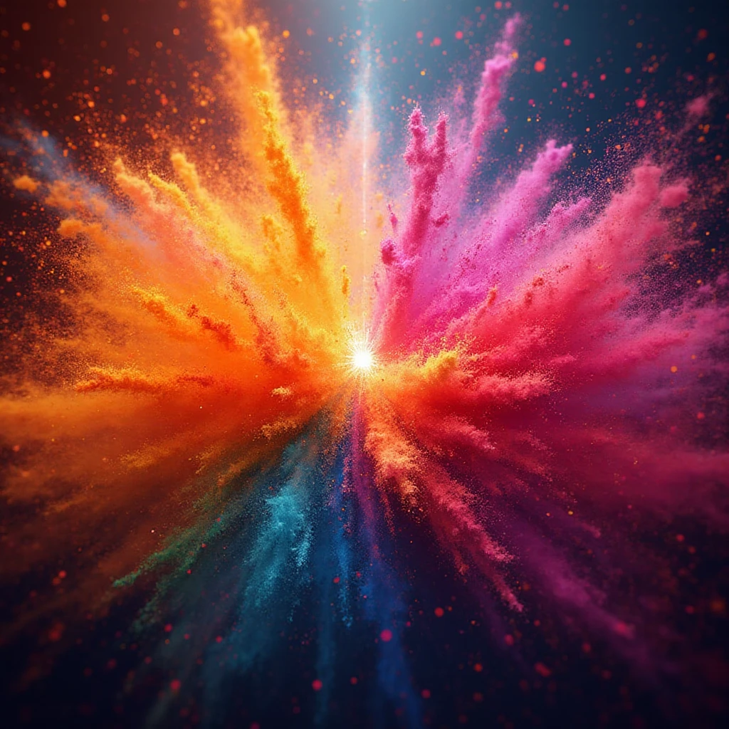 8K professional abstract art, spectacular rainbow color powder ...