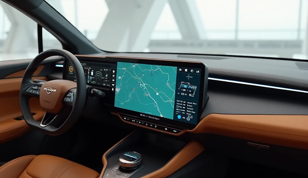 > 2026 Rivian R2 dashboard close-up showing infotainment system ...
