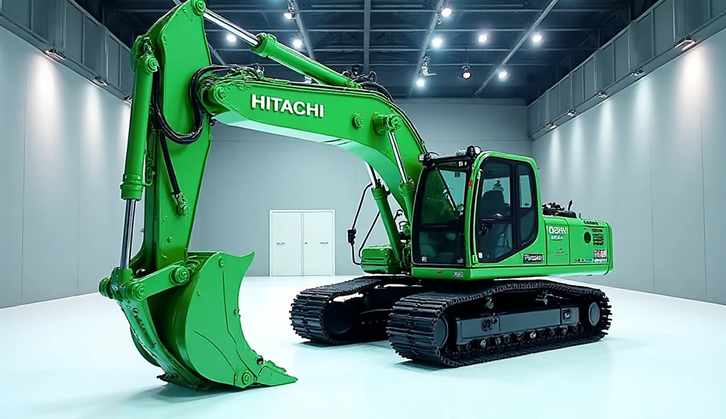 2026 Hitachi ZX200-5G excavator, glossy green color, front view - SeaArt AI