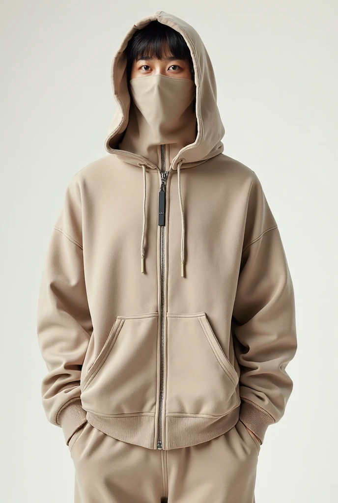 High-quality zip-up hoodie with a built-in face cover that extends ...