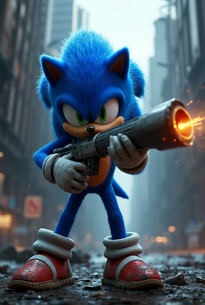 Sonic with shotgun - SeaArt AI