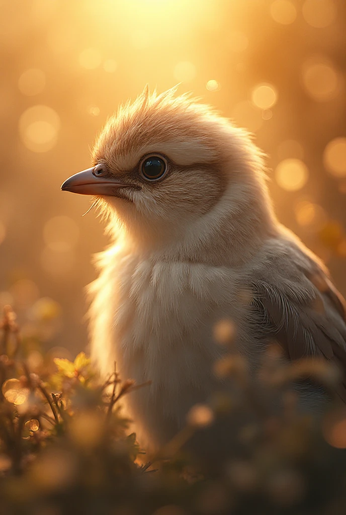 A mesmerizing close up portrait of a beautiful little bird illuminated ...