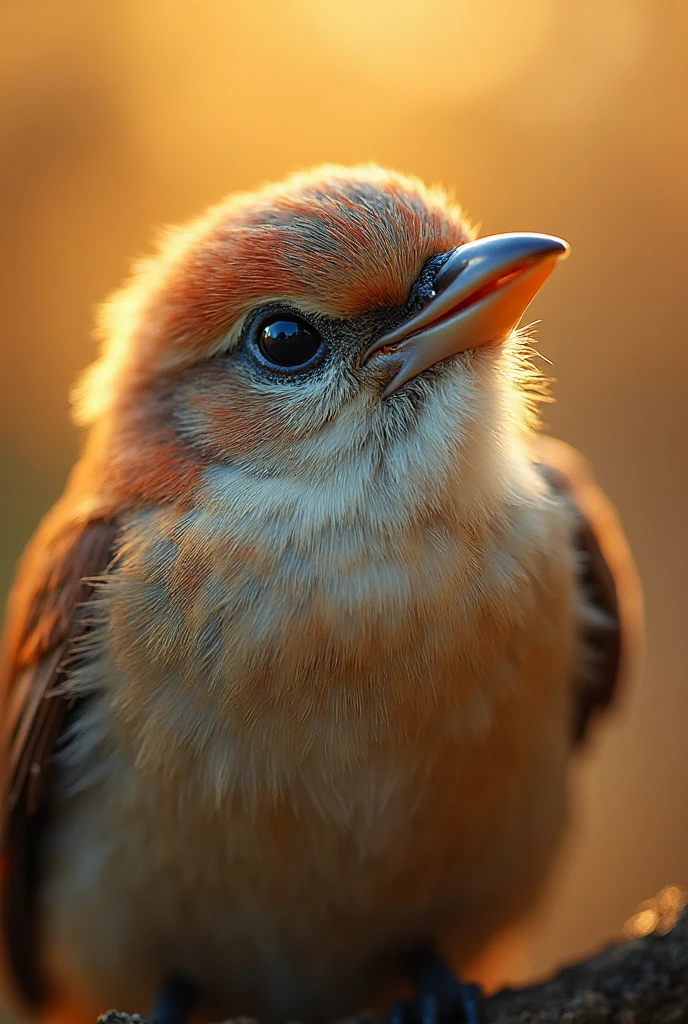 A mesmerizing close-up portrait of a gorgeous little bird illuminated ...