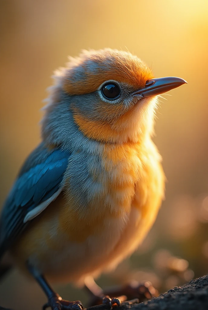 A mesmerizing close-up portrait of a gorgeous little bird illuminated ...