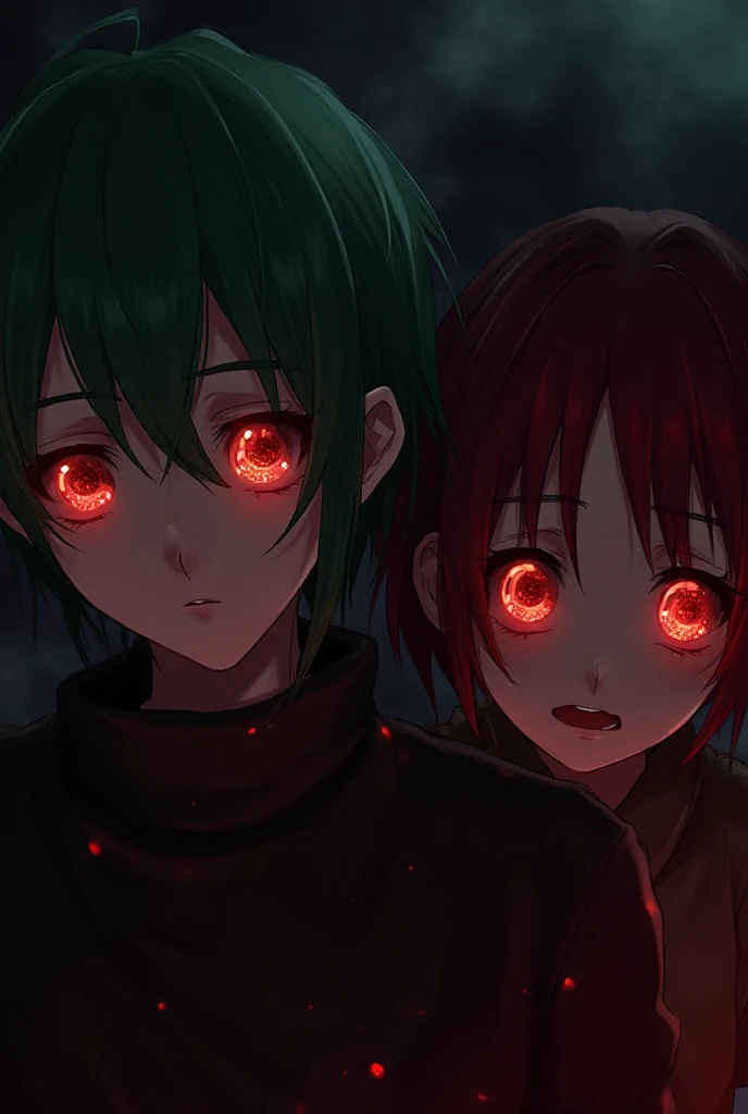 Three anime characters with green eyes and red eyes, Anime vampires ...
