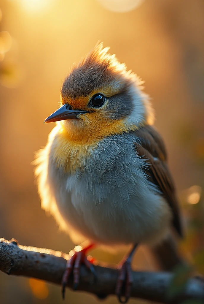 A mesmerizing close-up portrait of a gorgeous little bird illuminated ...