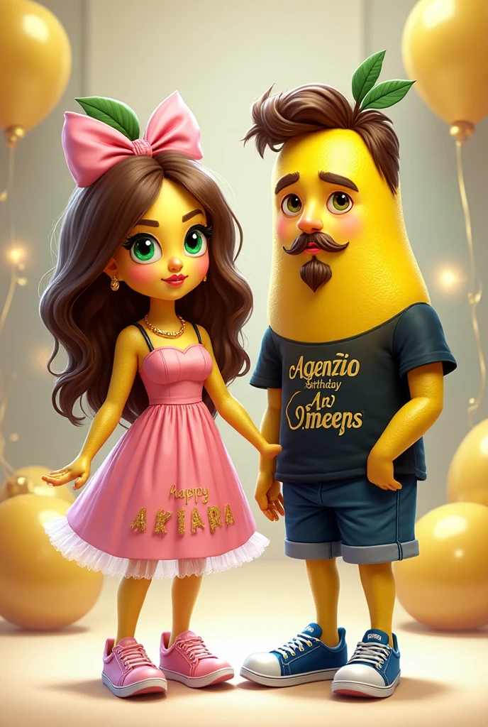 Two anthropomorphic lemons, one female and one male , the female lemon ...