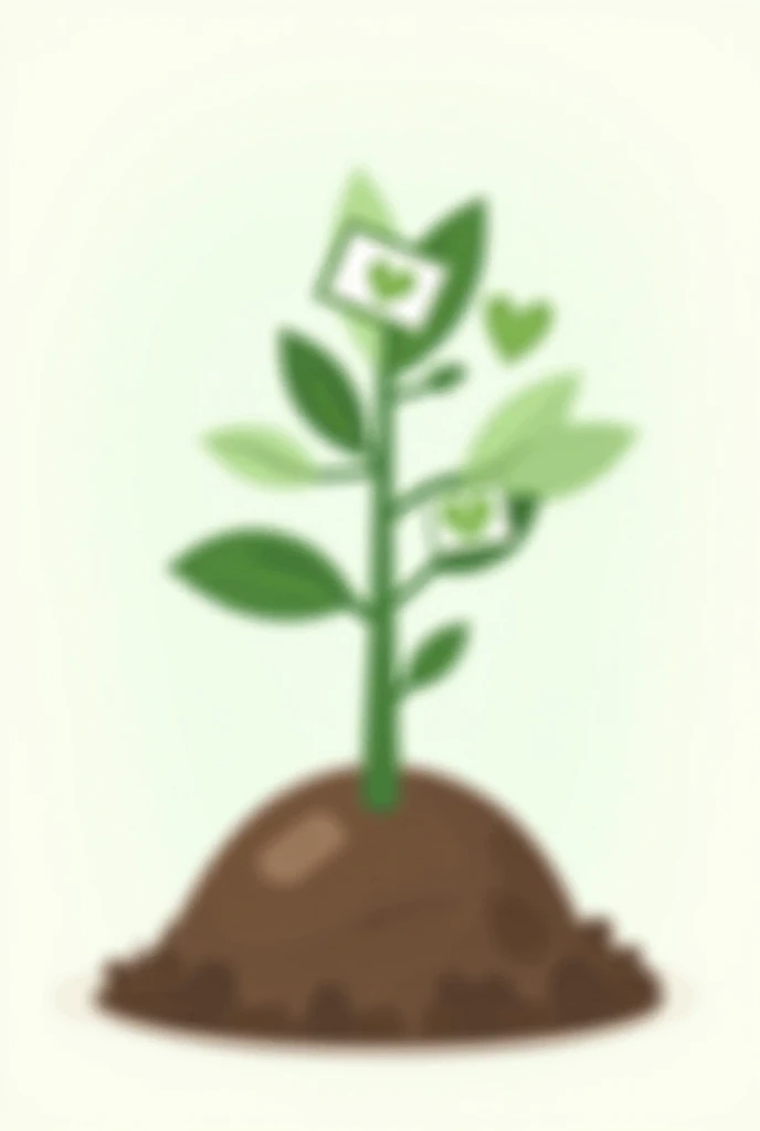 A small sprout growing from soil, with little icons of success - SeaArt AI