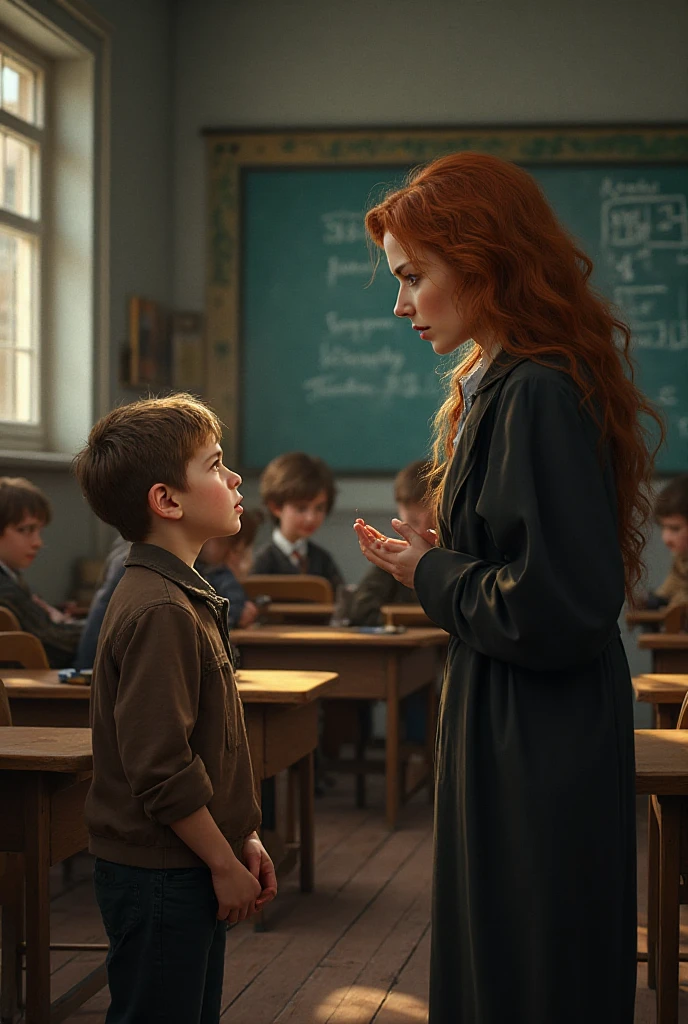 The boy is late for school says:Maria Grigoryevna sorry for being late ...