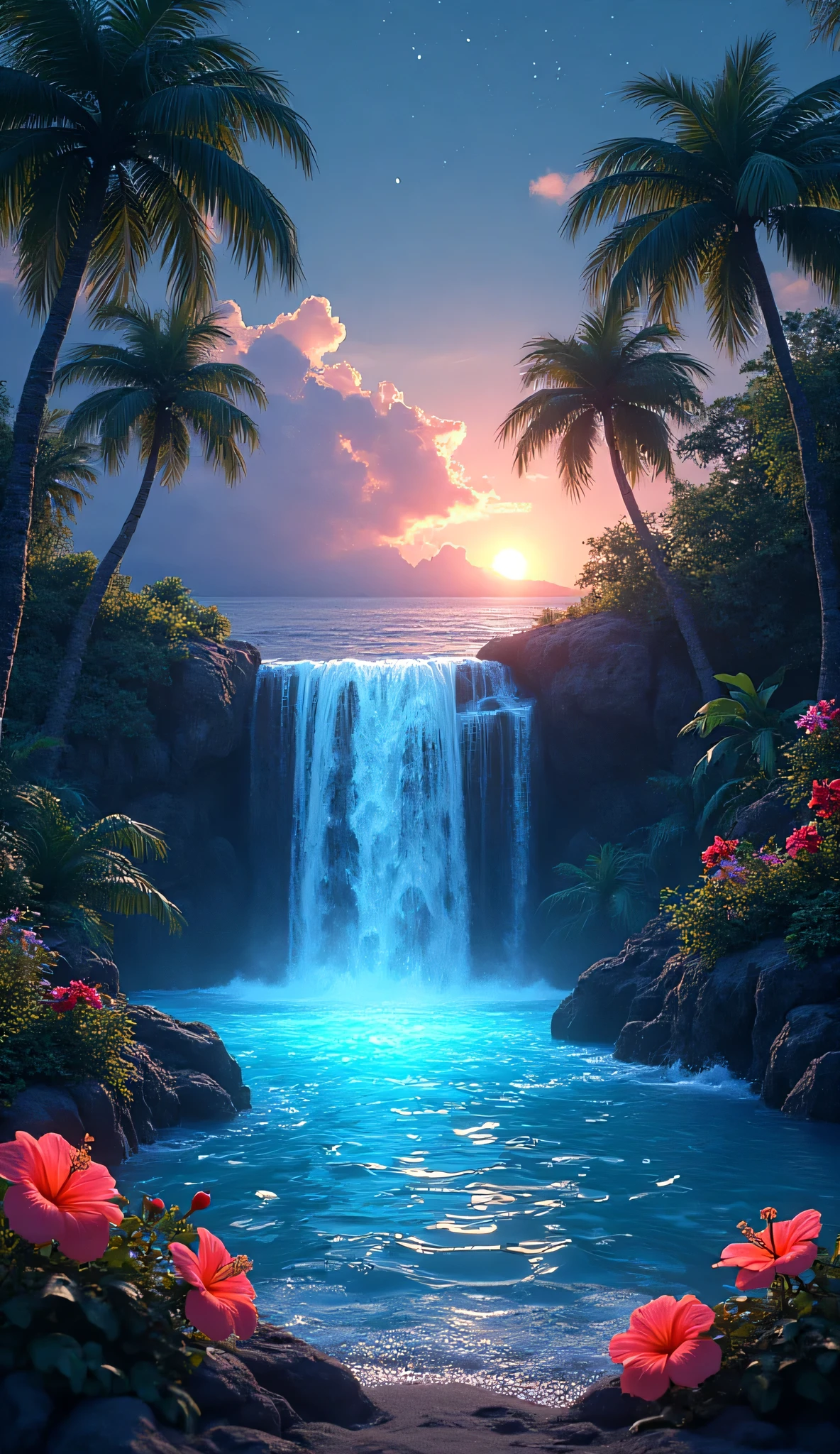 Superman and Batman in lego art, nightA tranquil tropical landscape ...