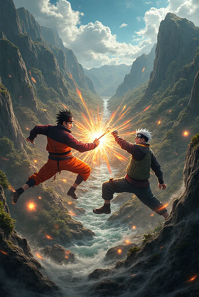 Make a fight between Naruto and kakashi - SeaArt AI