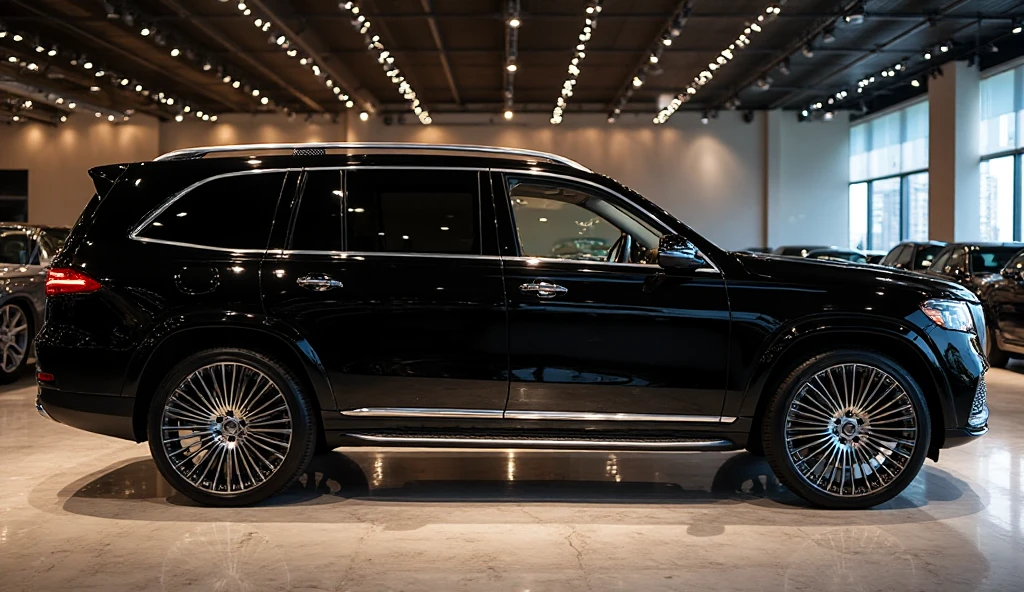 Full side profile of the 2027 Mercedes-Maybach GLS 800 in glossy black ...