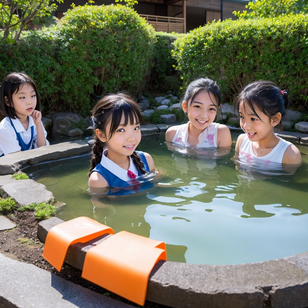 Primary school students、hot spring - SeaArt AI