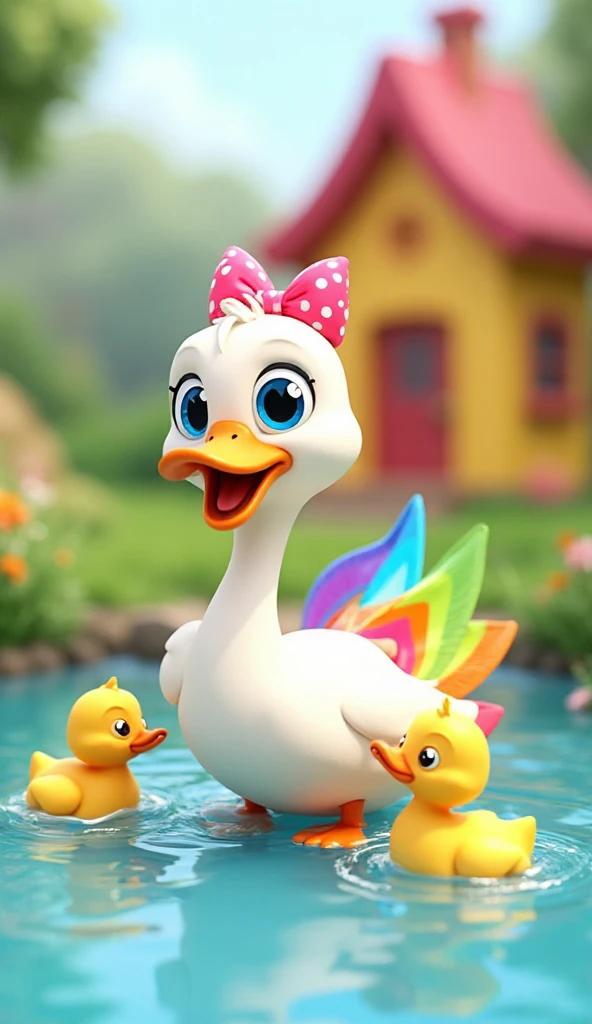 "A heartwarming and super cute 3D animated scene featuring a mother ...