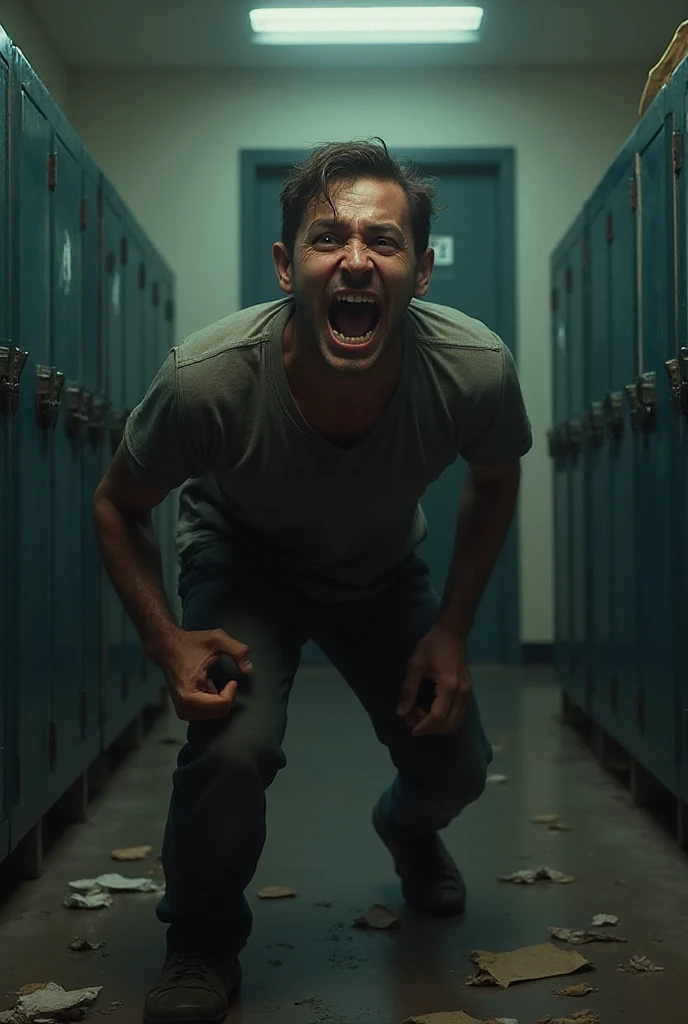 A guy screaming in a school realistic - SeaArt AI