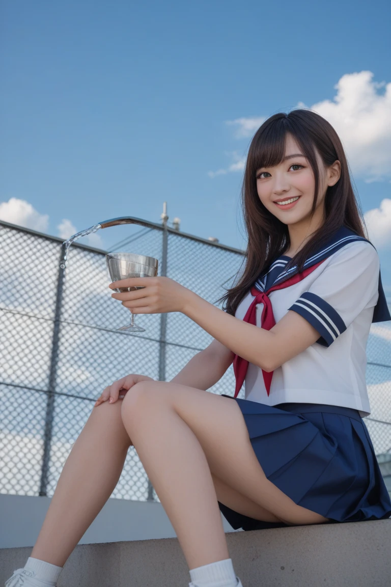 学校の屋上の弁当