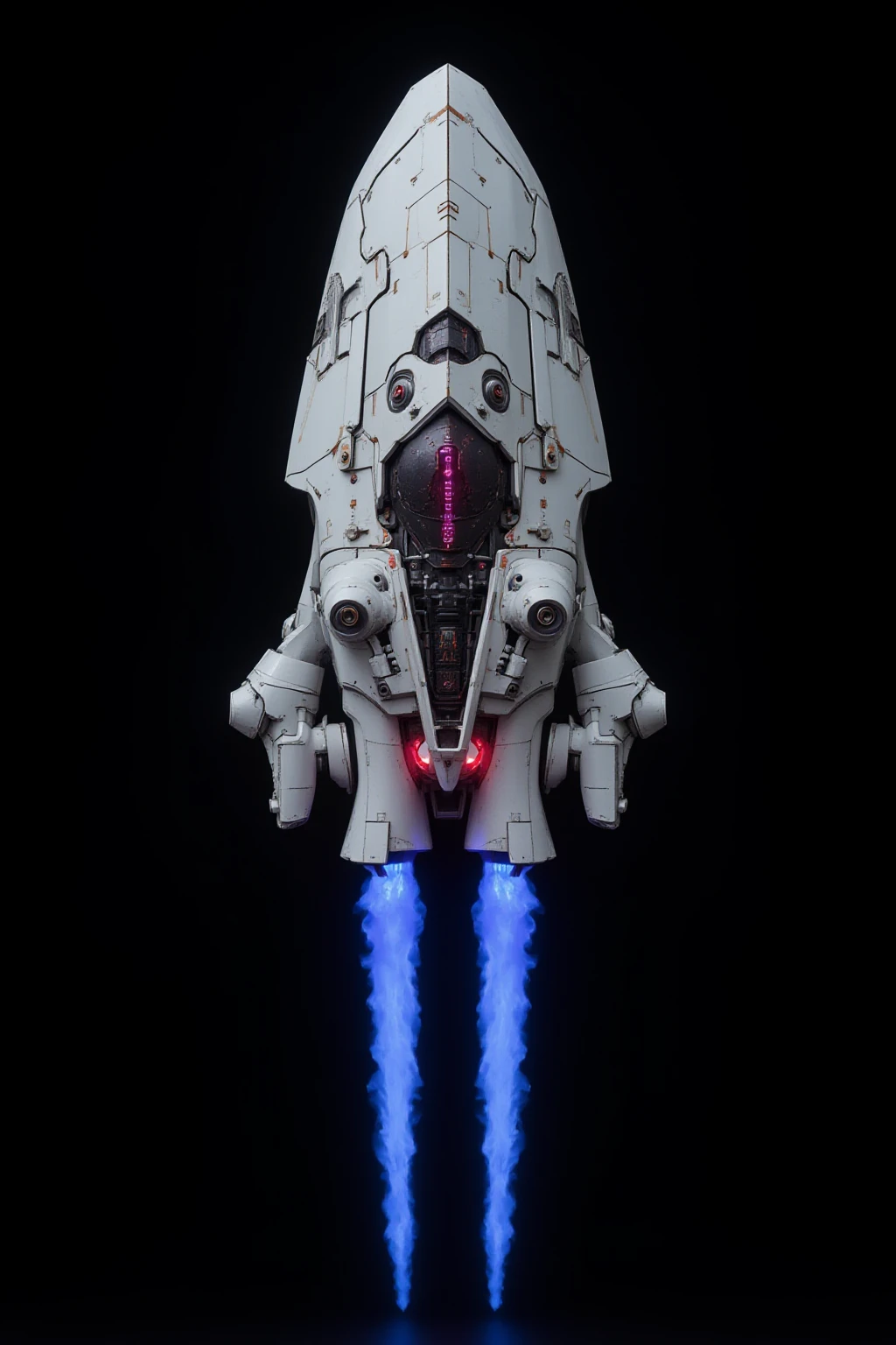 Seen completely from above centered na vertical, Futuristic Starship ...