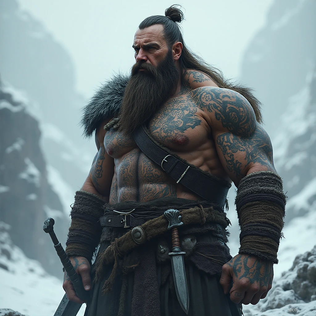 Fantasy realistic, strong tall Viking warrior, heavily tattooed - SeaArt AI