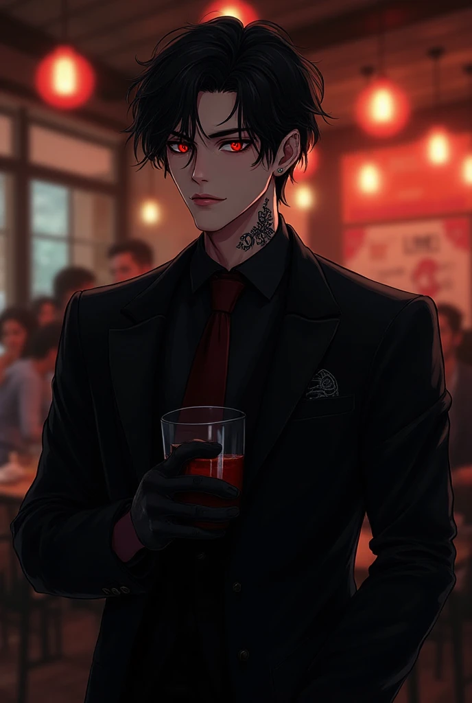 Male character Art in the style of South Korean webtoons animate black ...