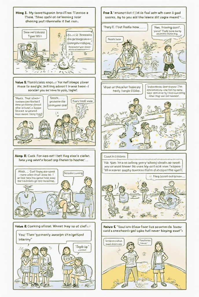 Please don't put caption and make it colored, only, 6 panel each ...