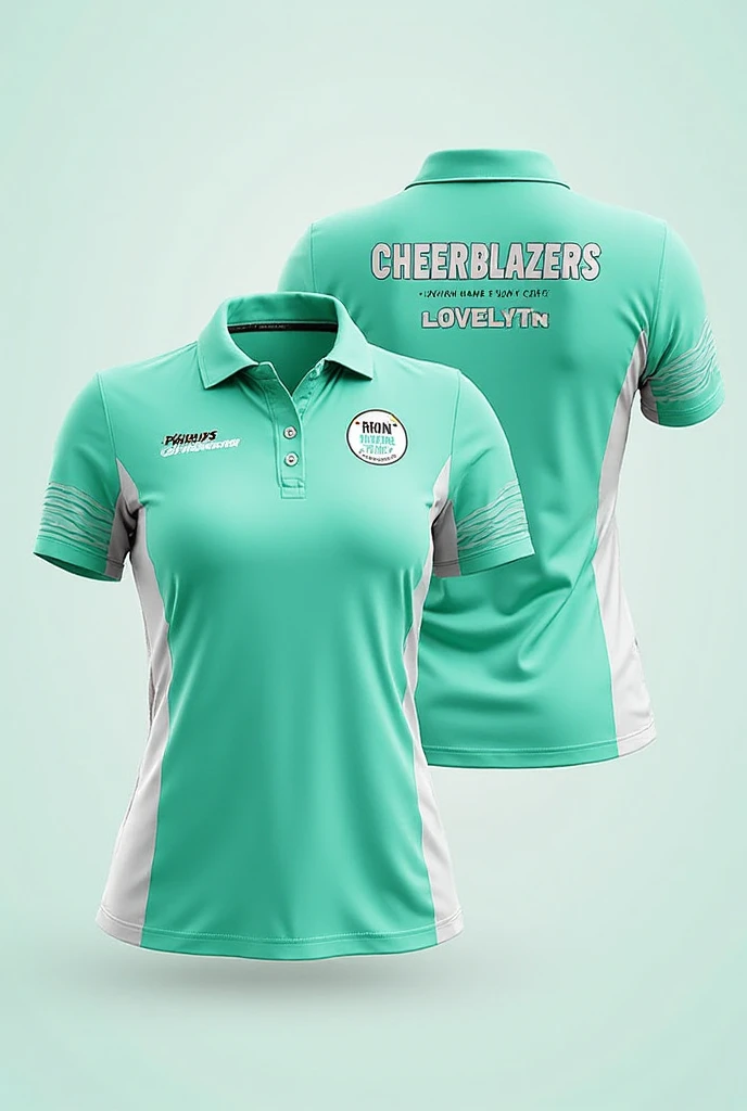 A twin-view mockup showing both front and back of a female polo shirt ...