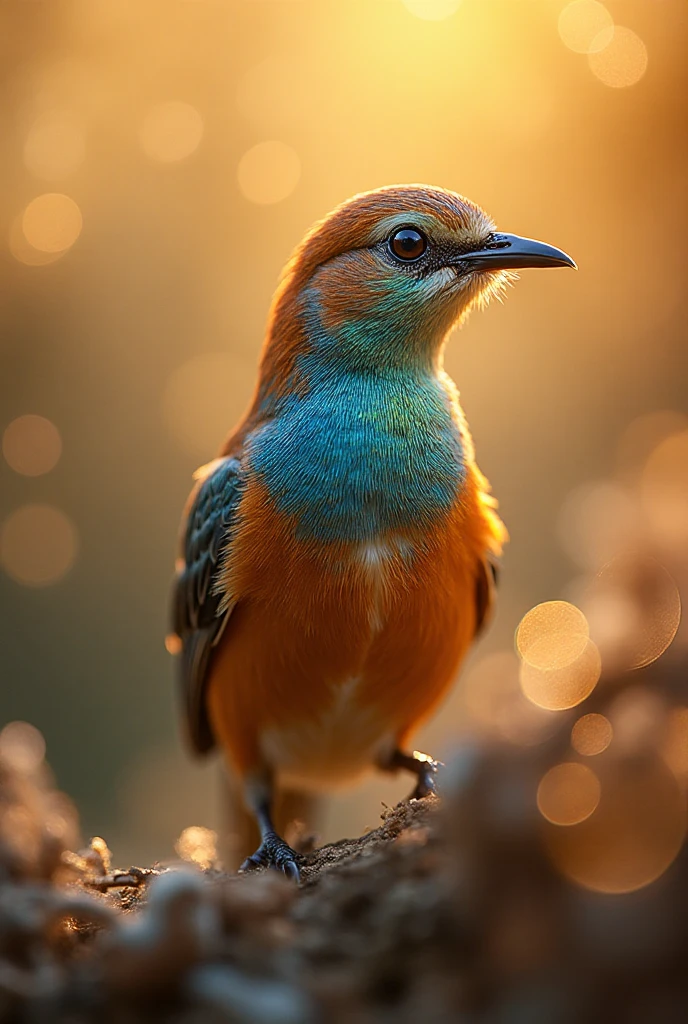 A fascinating close-up of a beautiful little bird, illuminated by the ...