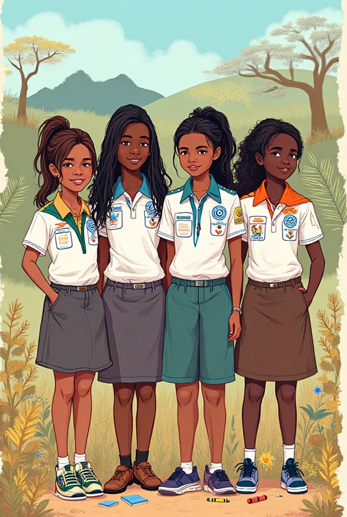 Une illustration vibrante et inspirante de quatre jeunes filles ...