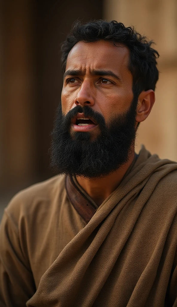 Ultra-realistic closeup image of Manoah's face, an Israelite man with ...