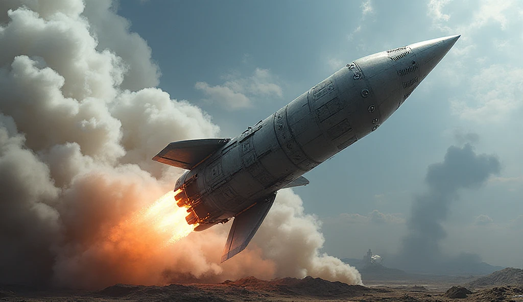 UR-100N UTTKh – SS-19 best missile with smoke back side - SeaArt AI