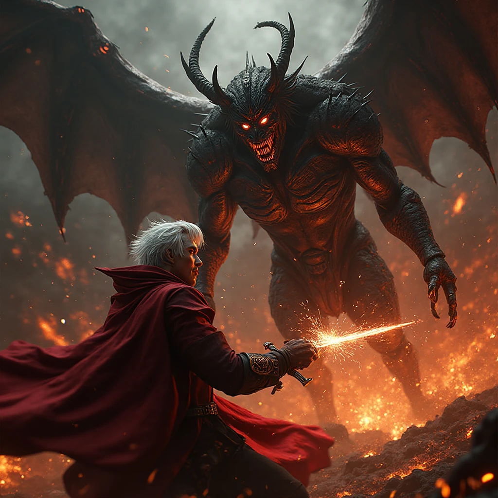 Ultra-realistic cinematic battle scene of Dante from Devil May Cry ...