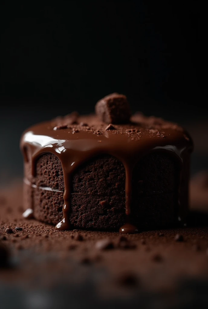 Cinematic chocolate scene, chocolate cake, dark background, high ...