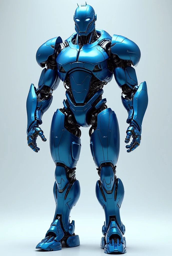 I want male nenon blue robot ai showing both mucles - SeaArt AI