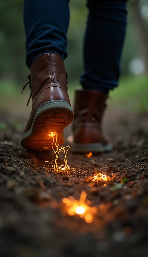 Symbolic image from a low angle. The feet of a person in leather shoes ...