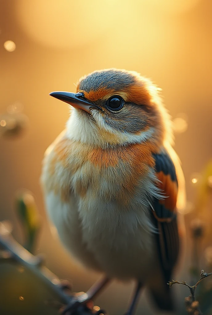 A mesmerizing close-up portrait of a gorgeous little bird illuminated ...