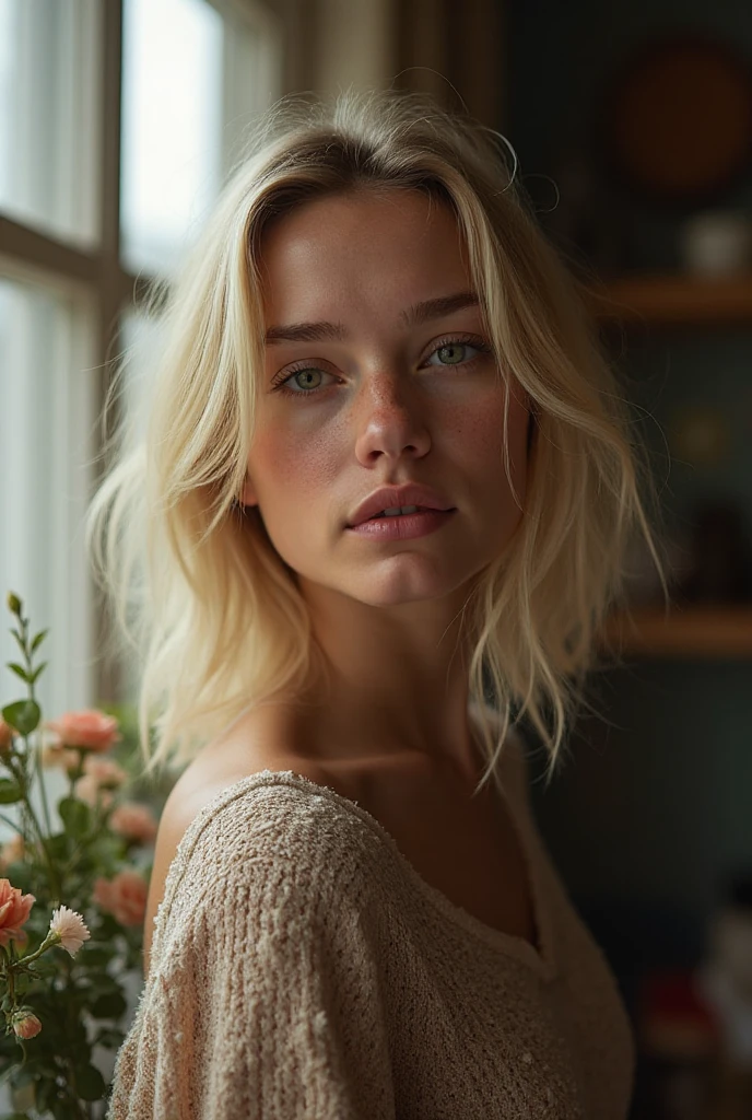 Create a realistic Russian girl, The girl's appearance, height 162 cm ...