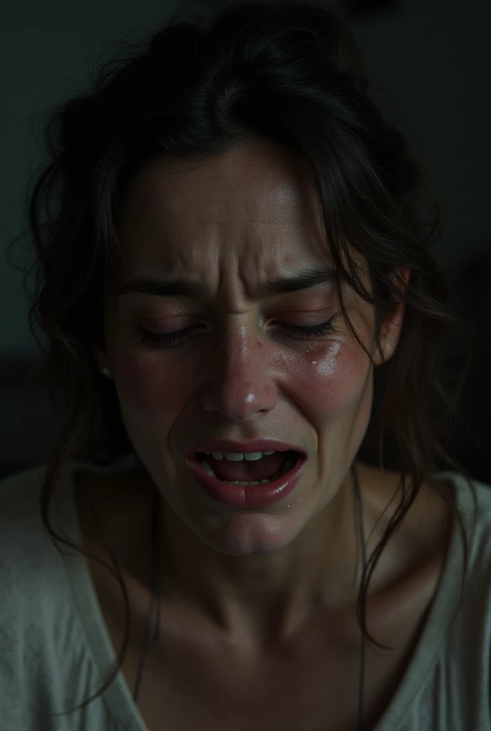 A realistic 30 year old woman crying - SeaArt AI