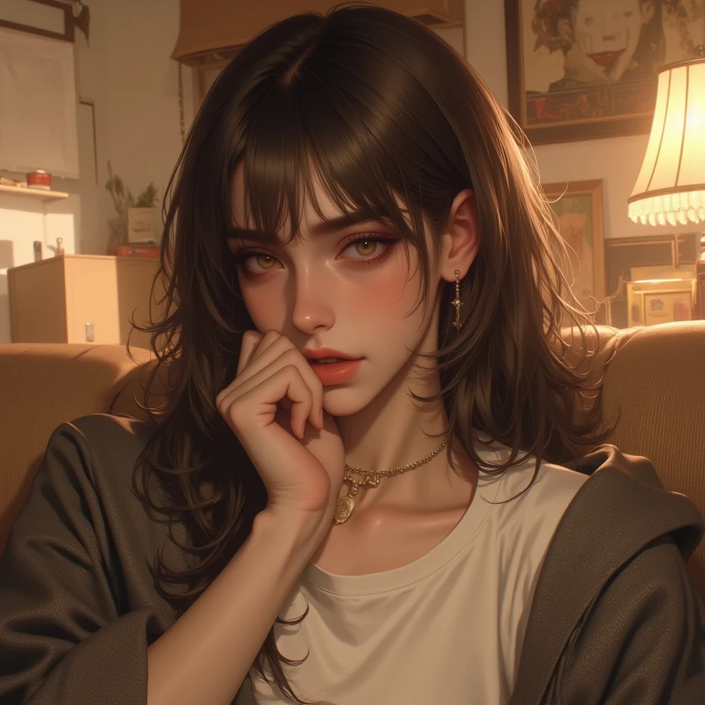 Female1,Meme,dark brown hair, medium hair ,Detail Images,half body shot ...