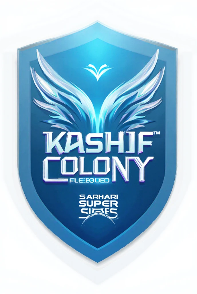 Create a modern cricket shield-style logo for the team Kashif Colony ...