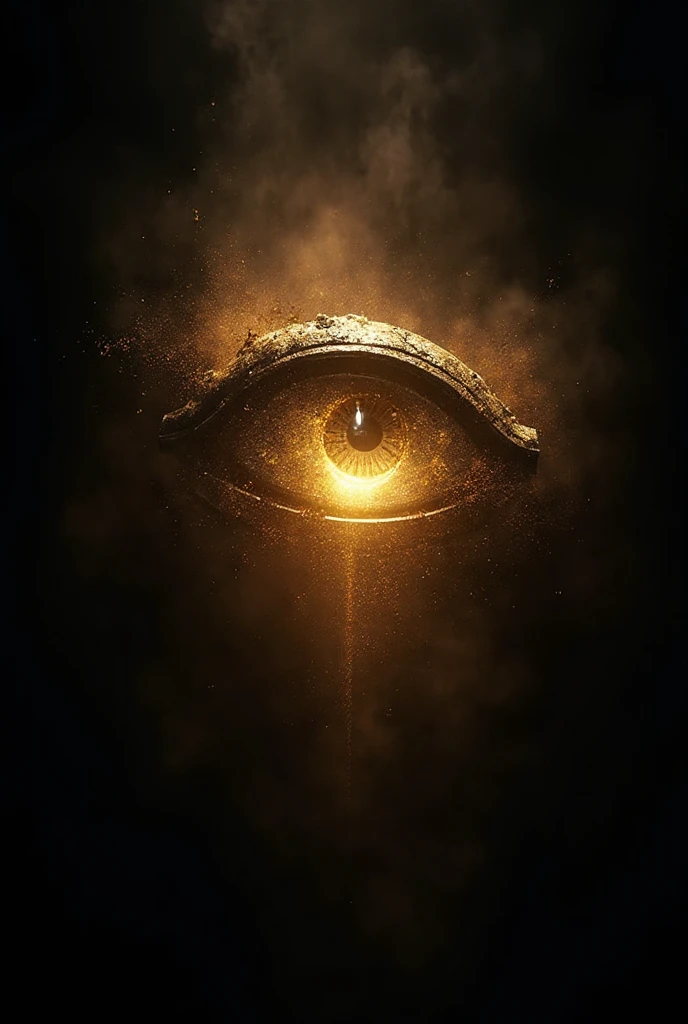 A cinematic animation of a modern metallic Eye of Horus slowly emerging ...