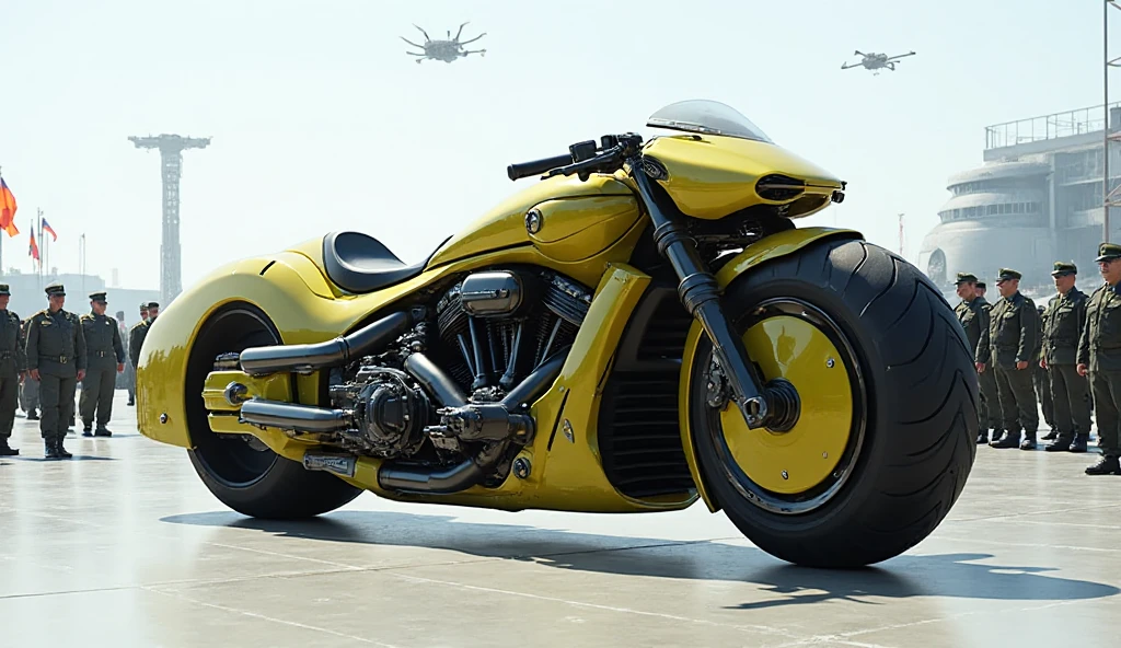 Prompts A massive futuristic American military superbike by[ Harley ...