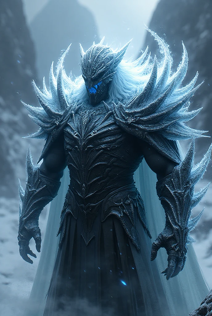 Frost-forged cryosteel pauldrons shaped like jagged dragon wings ...