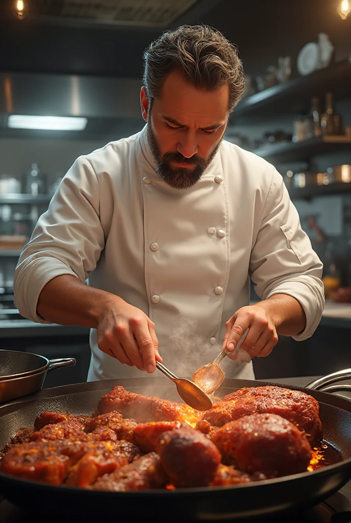 David cooks meat - SeaArt AI