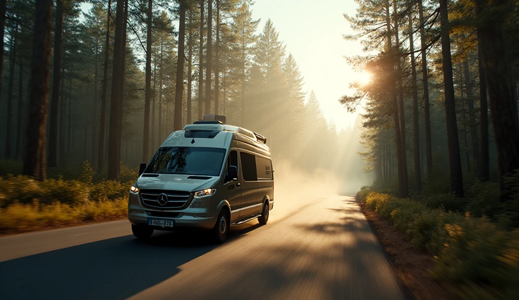 2. On-Road Adventure Scene RAM 2026 camper van driving smoothly on a ...