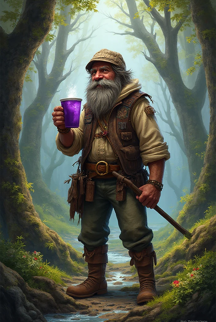 Make a 2D image of the Robin Wood Trapper with a plastic cup with ...