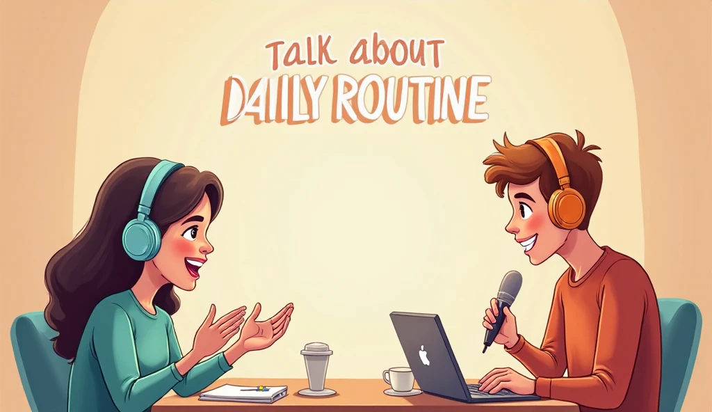/imagine prompt: High-quality 2D cartoon podcast cover — young woman ...