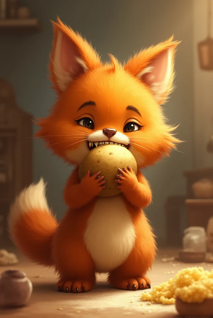 A furry eating potato - SeaArt AI
