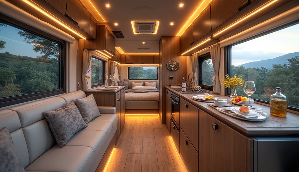 "2026 KGM Rexton XLV luxury camper van interior, ultra-modern and ...