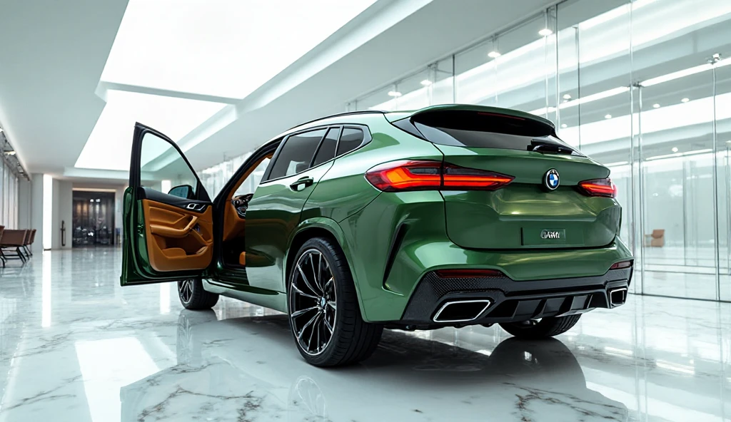 Design a back-left angled cinematic view of an ultra-luxurious 2026 BMW ...